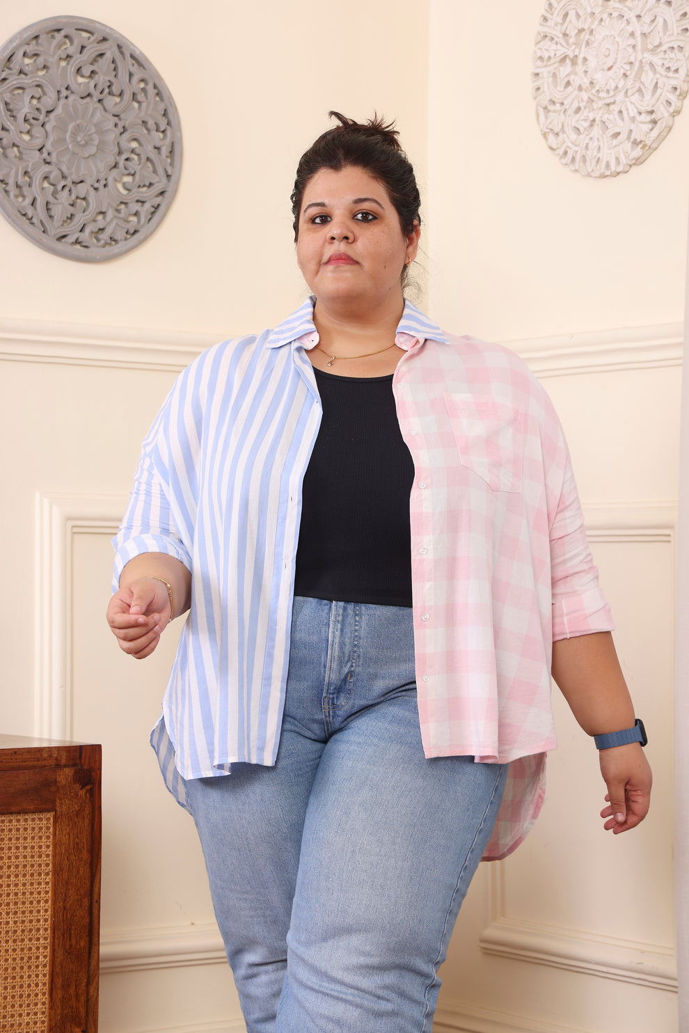Half & Half Plus Size Shirt | Bold, Edgy & Curve-Flattering Fit – Kokonut